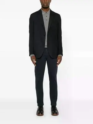 LARDINI Brooch-detail Single-breasted Blazer - Blue