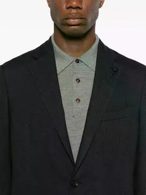 LARDINI Brooch-detail Single-breasted Blazer - Blue