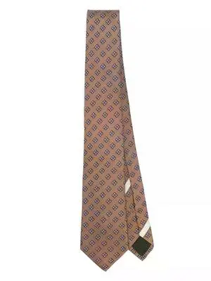 Valentino Garavani Micro-check Silk Neck Tie - Brown