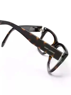 Saint Laurent Tortoiseshell Effect Wayfarer Frame Eyeglasses