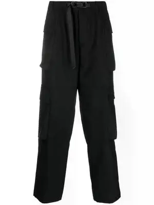 BONSAI Buckle-fastening Belted Cargo Trousers - Black