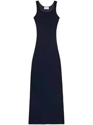 AMI Paris Ribbed Jersey Sleeveless Maxi Dress - Black