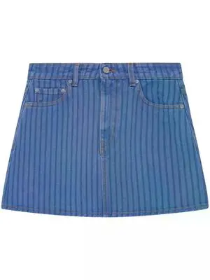 GANNI Striped Denim Skirt