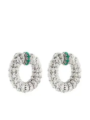 OFFICINA BERNARDI 18kt White Gold Enigma Emerald Hoop Earrings - Silver