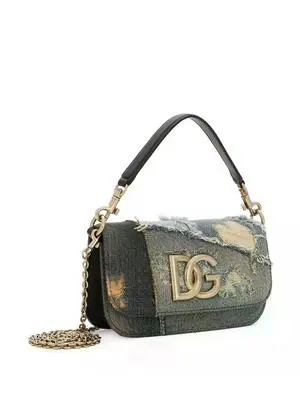 Dolce & Gabbana Logo Plaque Patchwork Denim Crossbody Bag