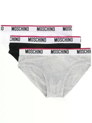 Moschino Logo Waistband Briefs - Grey