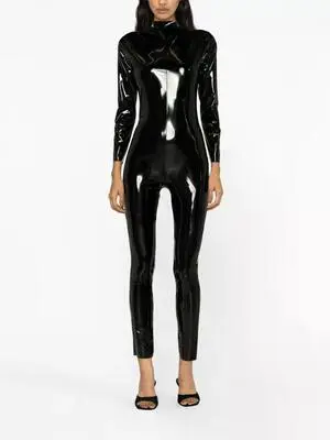 Alchemy Fashions Patent-effect Long-sleeve Jumpsuit