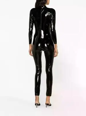 Alchemy Fashions Patent-effect Long-sleeve Jumpsuit