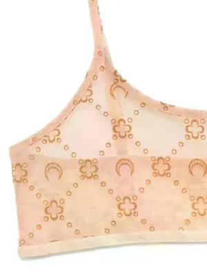 MARINE SERRE Mesh Flocked Bralette - Neutrals