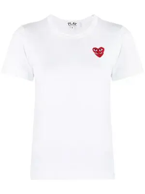 Play Comme Des Garcon Double Heart Embroidered T-shirt