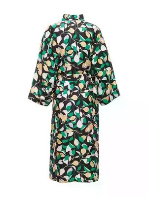 La DoubleJ Leaf Print Silk Robe