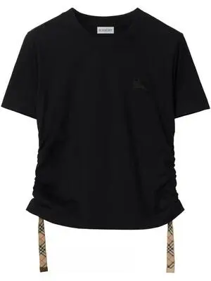 Burberry Ruched Cotton T-shirt With Equestrian Knight Design - Black