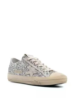 GOLDEN GOOSE V-star Glittered Sneakers - Silver