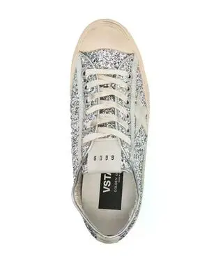 GOLDEN GOOSE V-star Glittered Sneakers - Silver