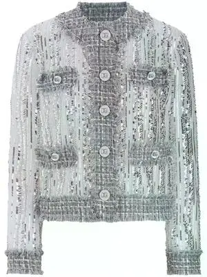 Dolce & Gabbana Sequinned Jacket With Frayed Detailing