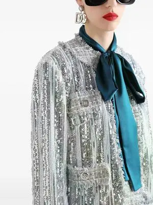 Dolce & Gabbana Sequinned Jacket With Frayed Detailing