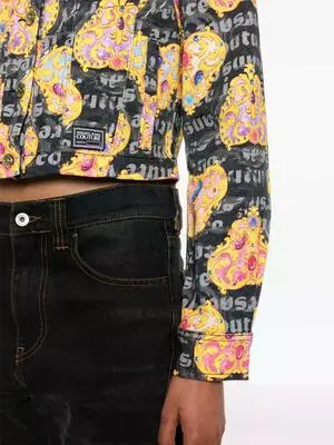 Versace Heart Couture-print Denim Jacket - Black