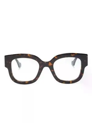 Gucci Double G Round-frame Glasses - Brown