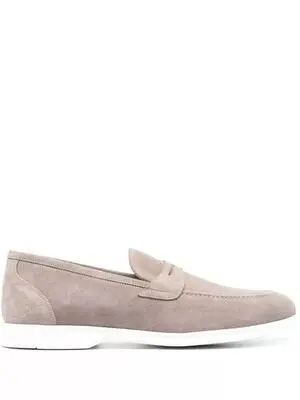 Kiton Penny Slot Suede Loafers - Grey