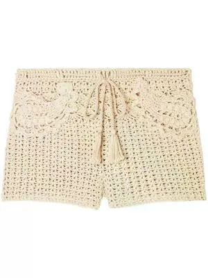 Alanui Conch Shell Woven Cotton Shorts