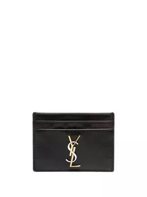 Saint Laurent Logo-plaque Leather Cardholder - Black
