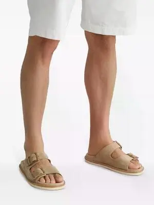 Brunello Cucinelli Double-buckle Suede Sandals - Neutrals