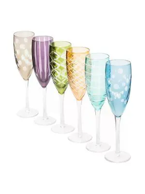 POLSPOTTEN Cuttings Champagne Glasses - Blue