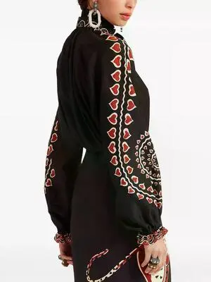 La DoubleJ Cerere Silk Placé-print Blouse