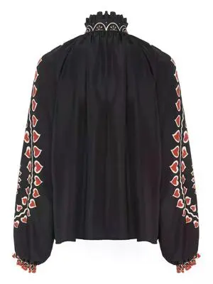 La DoubleJ Cerere Silk Placé-print Blouse