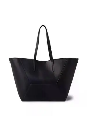 Brunello Cucinelli Leather Tote Bag With Monili Chain Detail - Black