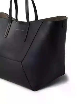 Brunello Cucinelli Leather Tote Bag With Monili Chain Detail - Black