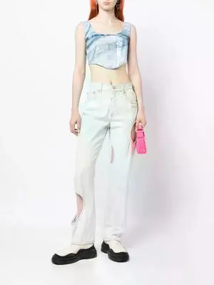Natasha Zinko Denim-print Corset Top