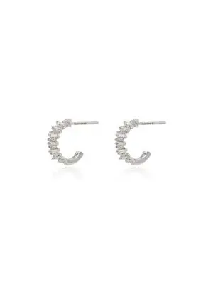 SUZANNE KALAN 18kt White Gold Classic Zigzag Mini Diamond Hoop Earrings - Silver