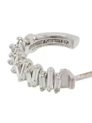 SUZANNE KALAN 18kt White Gold Classic Zigzag Mini Diamond Hoop Earrings