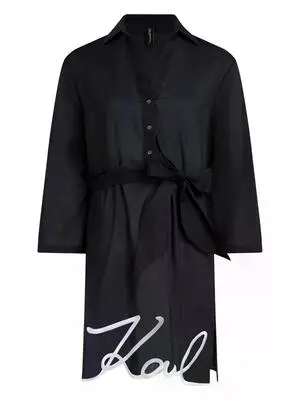 Karl Lagerfeld Dna Signature Sheer Beach Dress - Black