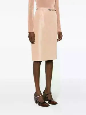 Prada Logo-buckle Straight Faille Skirt
