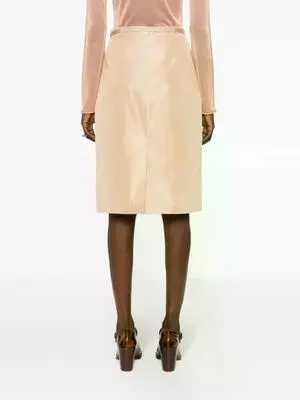 Prada Logo-buckle Straight Faille Skirt