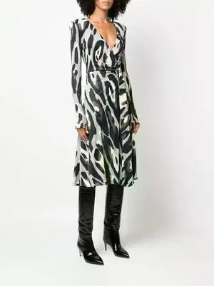 Roberto Cavalli Animal-print Wrap Midi Dress