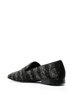 Roberto Cavalli Crystal-embellished Leather Loafers