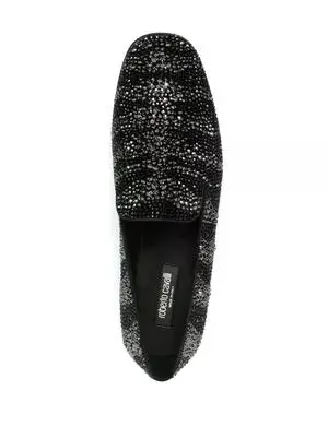 Roberto Cavalli Crystal-embellished Leather Loafers