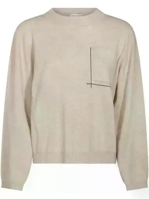 Brunello Cucinelli Monili Chain-detail Sweater - Neutrals