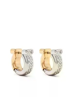 FERRAGAMO Gancini Crystal-embellished Hoop Earrings - Silver