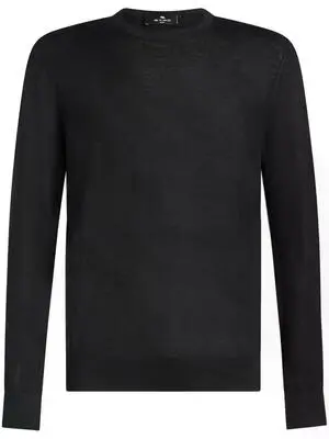 Etro Logo-embroidered Crew-neck Jumper - Black