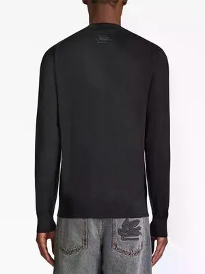 Etro Logo-embroidered Crew-neck Jumper - Black