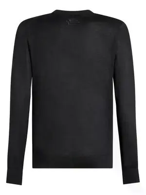 Etro Logo-embroidered Crew-neck Jumper - Black