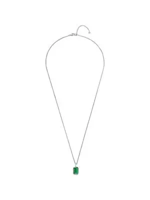 Mateo Emerald-cut Malachite Sterling Necklace - Silver