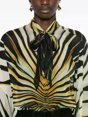 Roberto Cavalli Abstract-print Silk Shirt