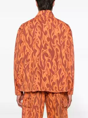 ERL Flame-print Canvas Shirt Jacket