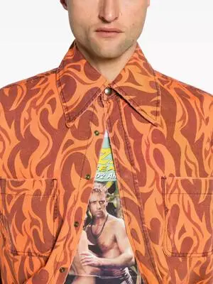 ERL Flame-print Canvas Shirt Jacket