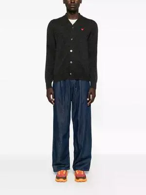 Play Comme Des Garcon Heart-patch Wool Cardigan